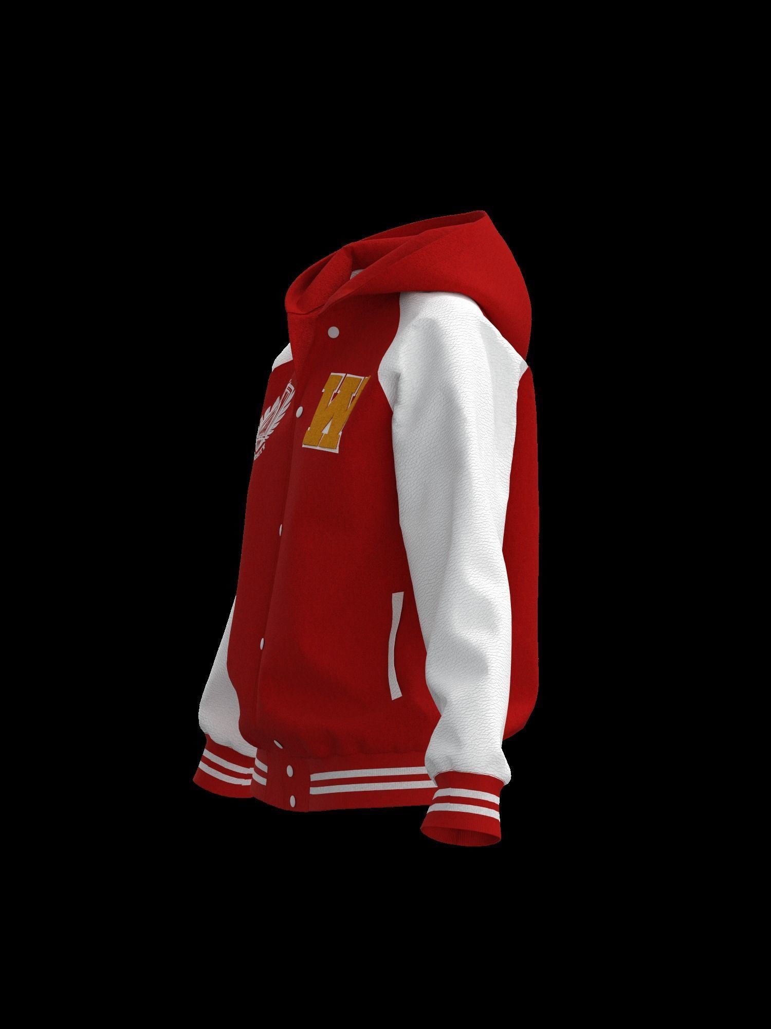Female raglan varsity jacket 3D model animated rigged | CGTrader