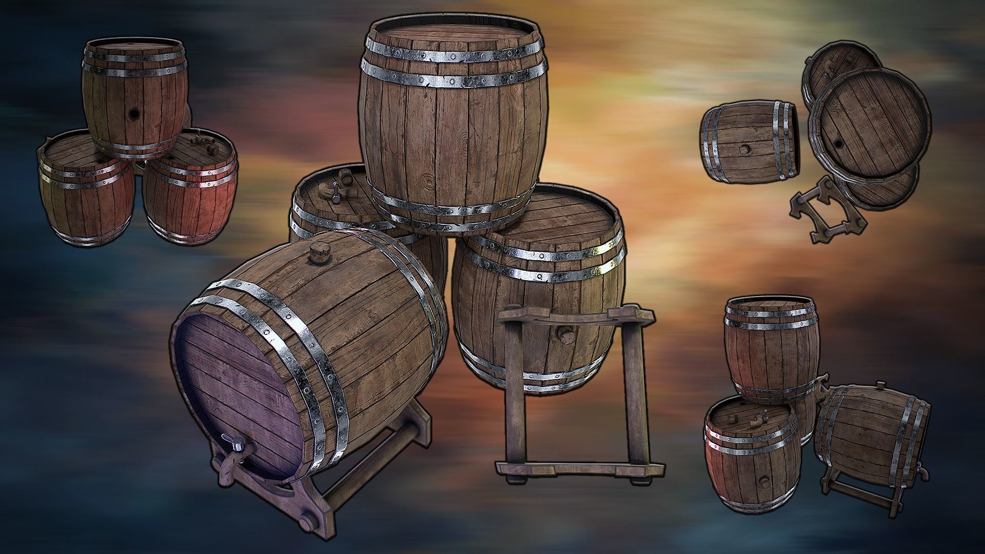 3D model Beer barrels VR / AR / low-poly | CGTrader
