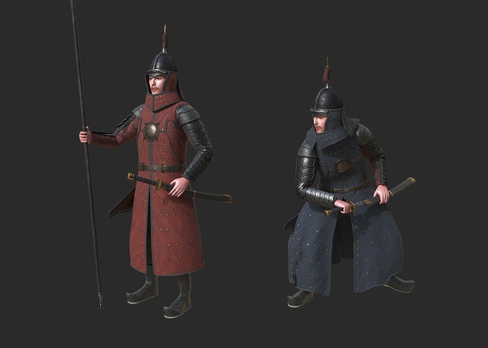 3D model Ancient Chinese General Soldier of Ming Dynasty with Cloth ...