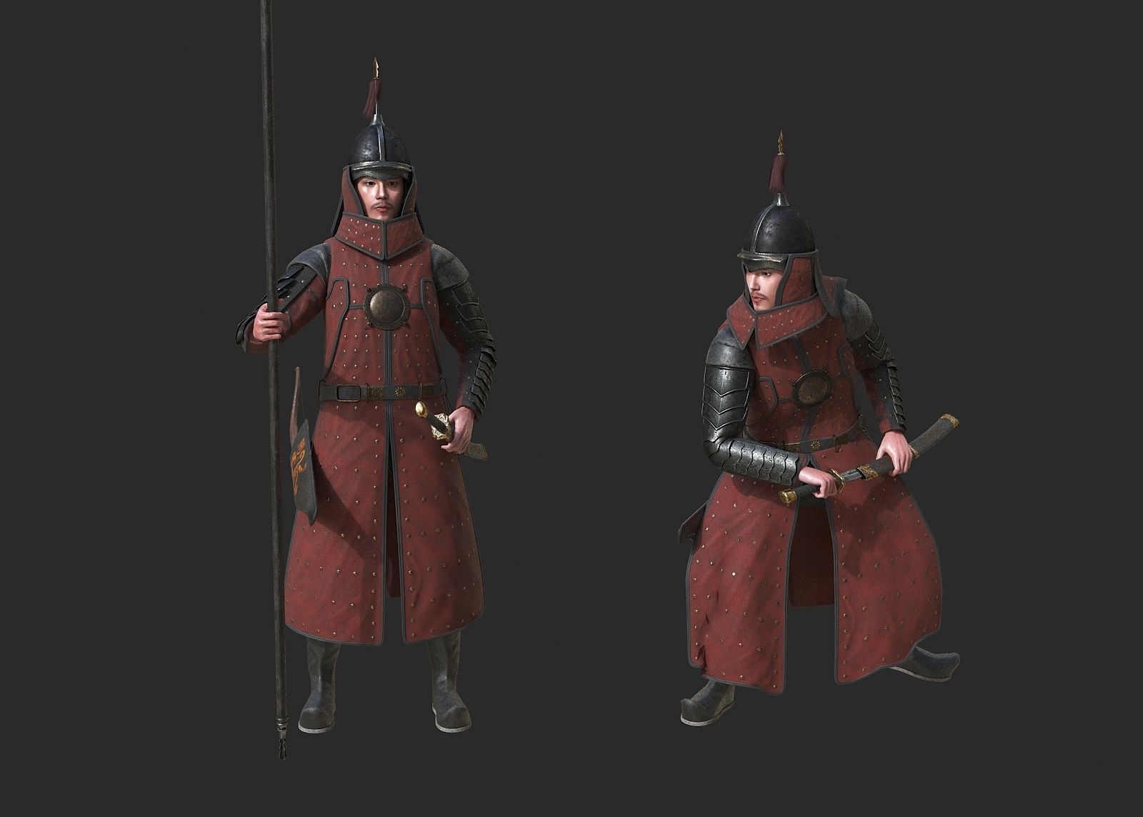 3D model Ancient Chinese General Soldier of Ming Dynasty with Cloth ...