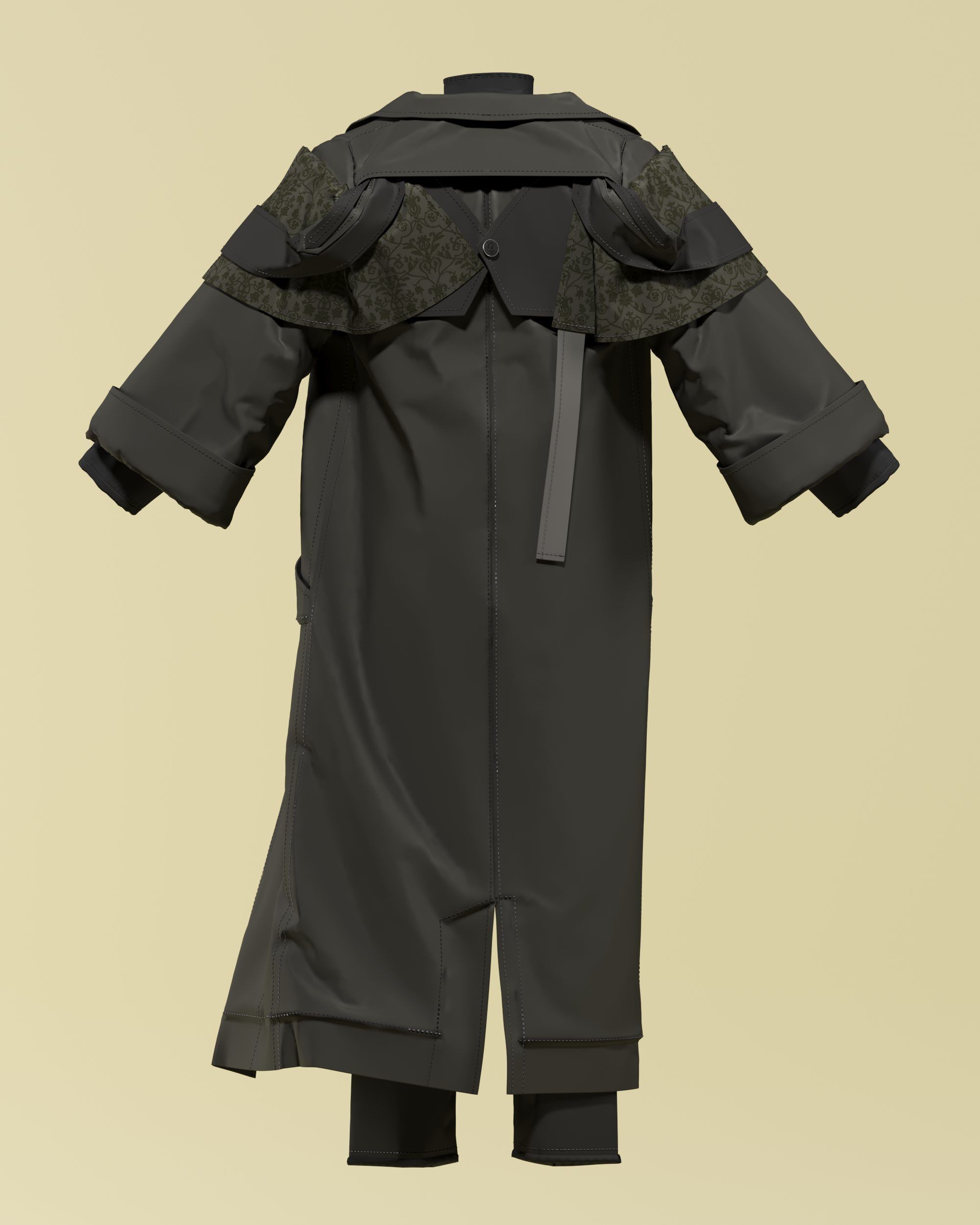 Long coat model 3D model | CGTrader