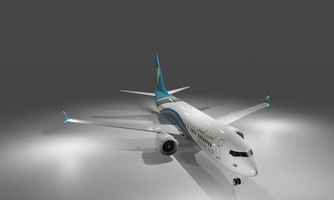 3D model Oman Air Boeing 737 max 8 3d model low poly VR / AR / low-poly ...