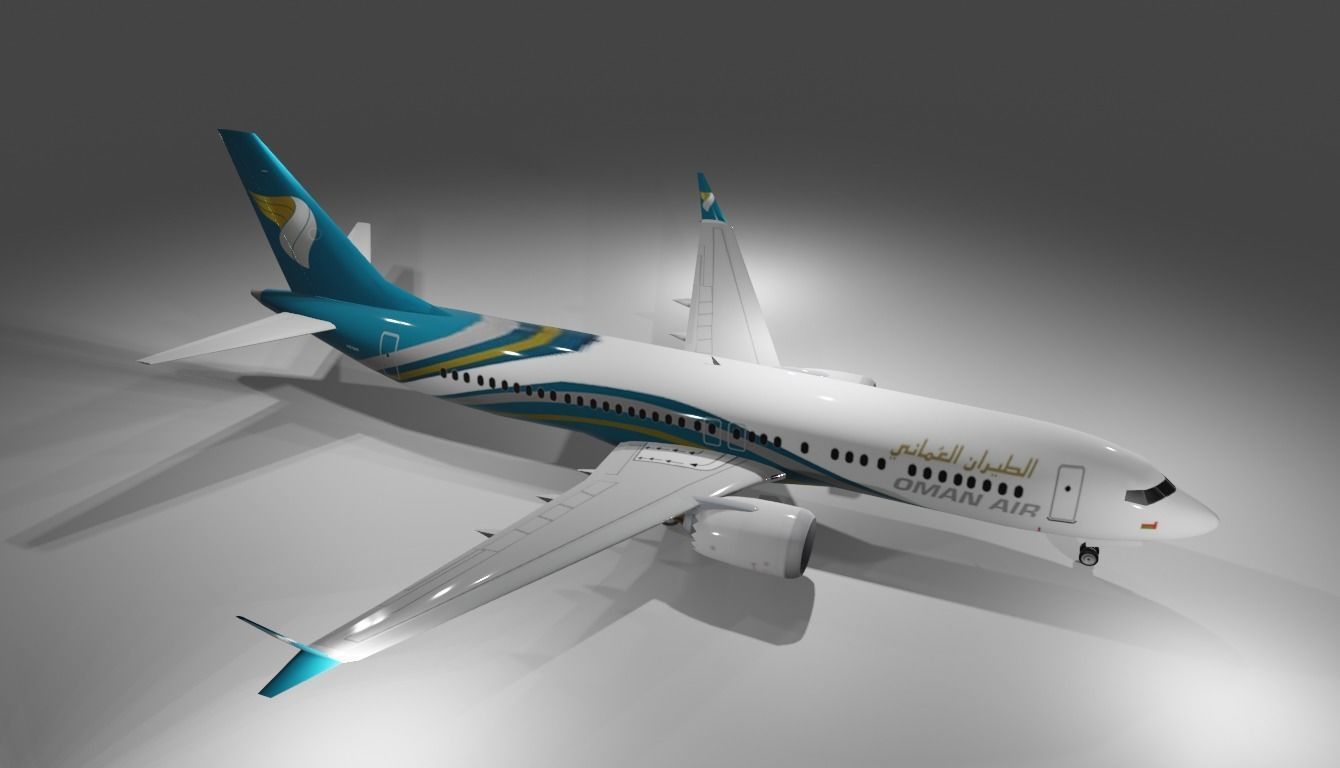 3D model Oman Air Boeing 737 max 8 3d model low poly VR / AR / low-poly ...