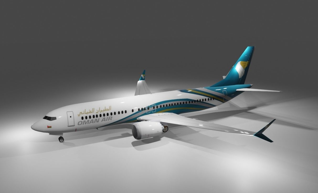 3D model Oman Air Boeing 737 max 8 3d model low poly VR / AR / low-poly ...