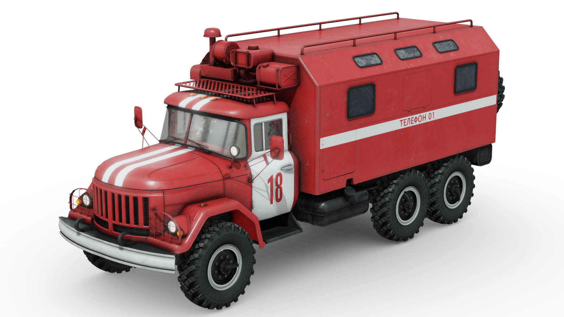 3D model Soviet Fire Service Command Vehicle VR / AR / low-poly | CGTrader