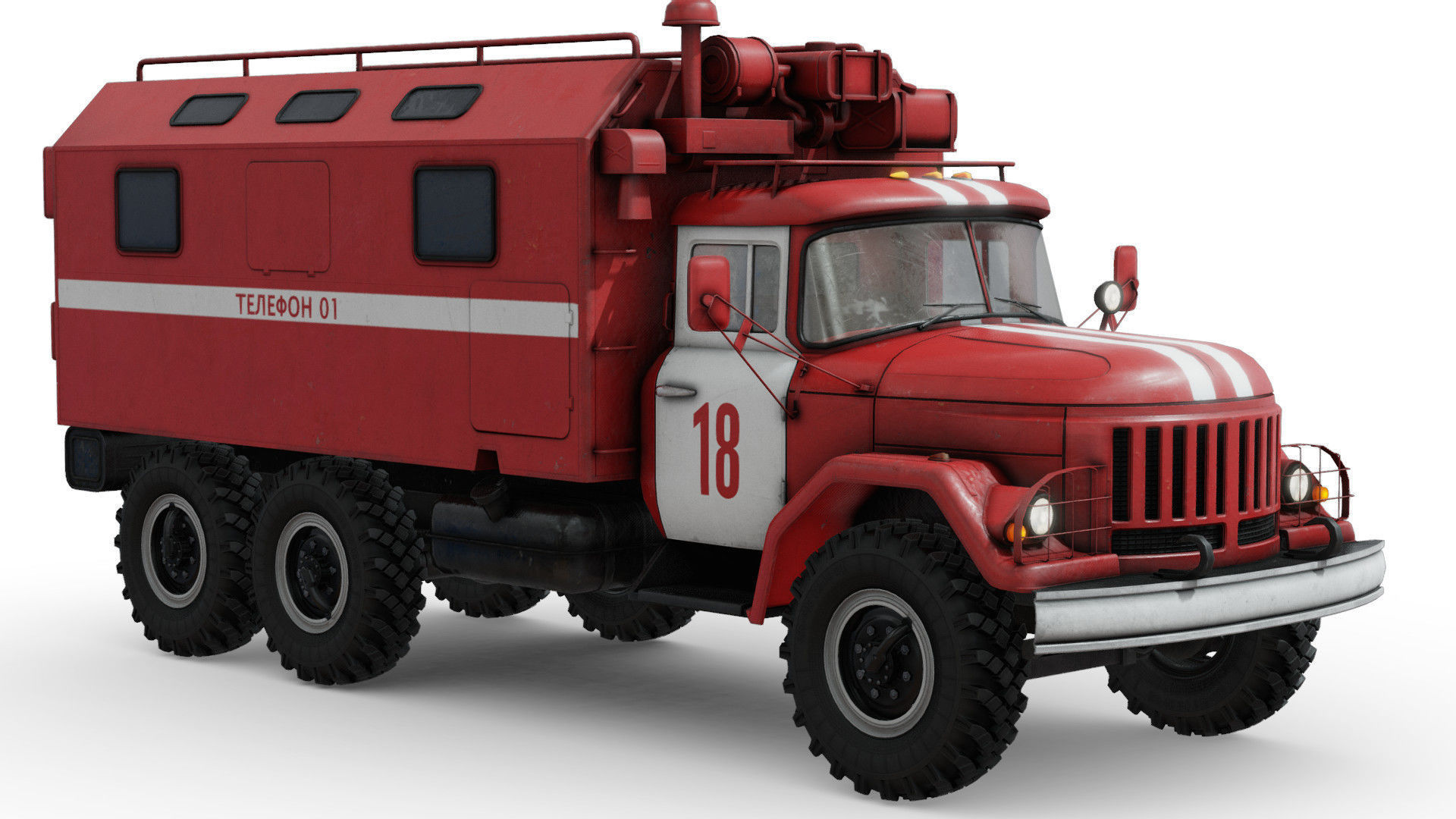 3D model Soviet Fire Service Command Vehicle VR / AR / low-poly | CGTrader