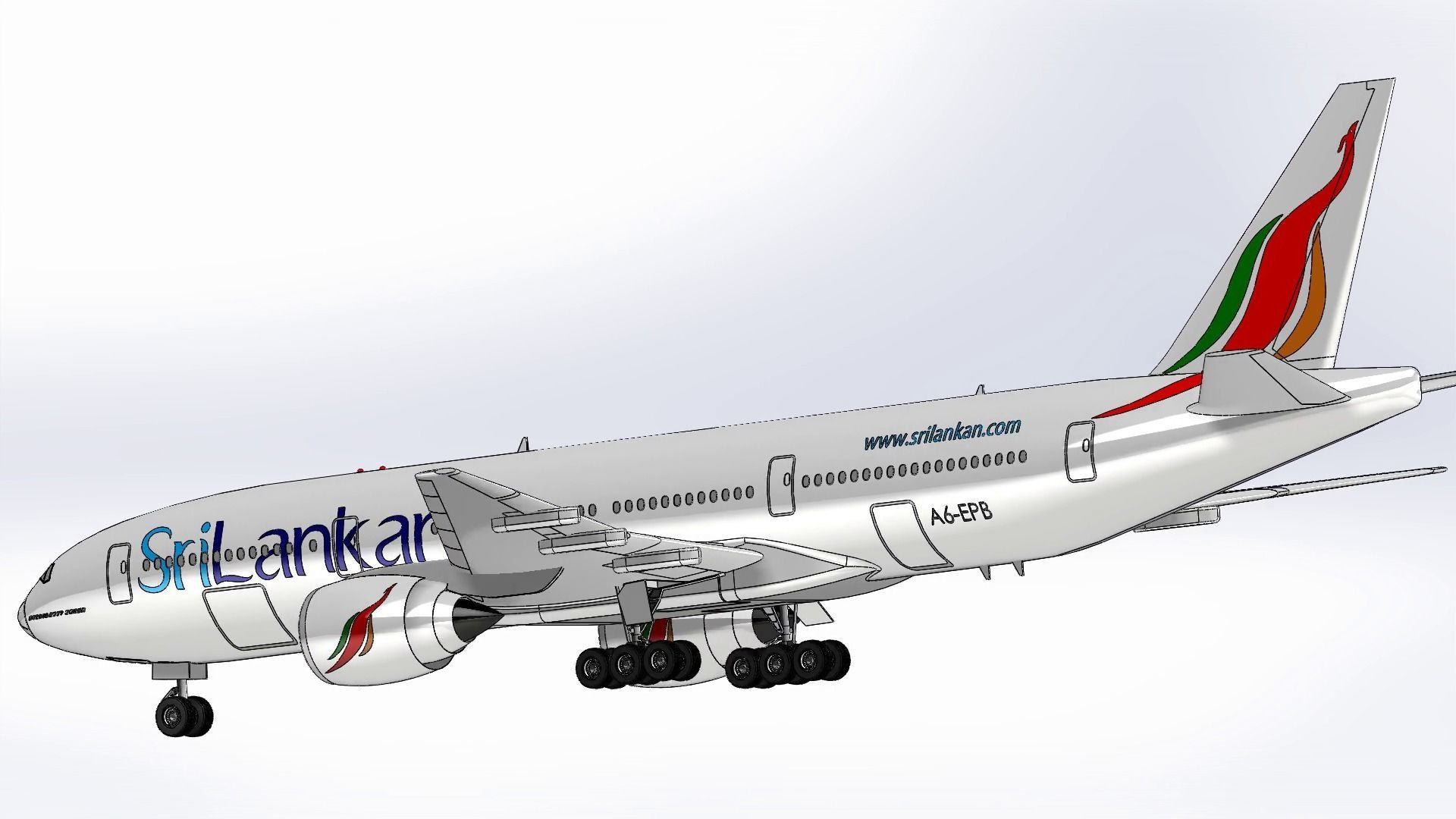 Boeing 777-300ER with Sri Lankan air lines Design Solidworks 3D model ...
