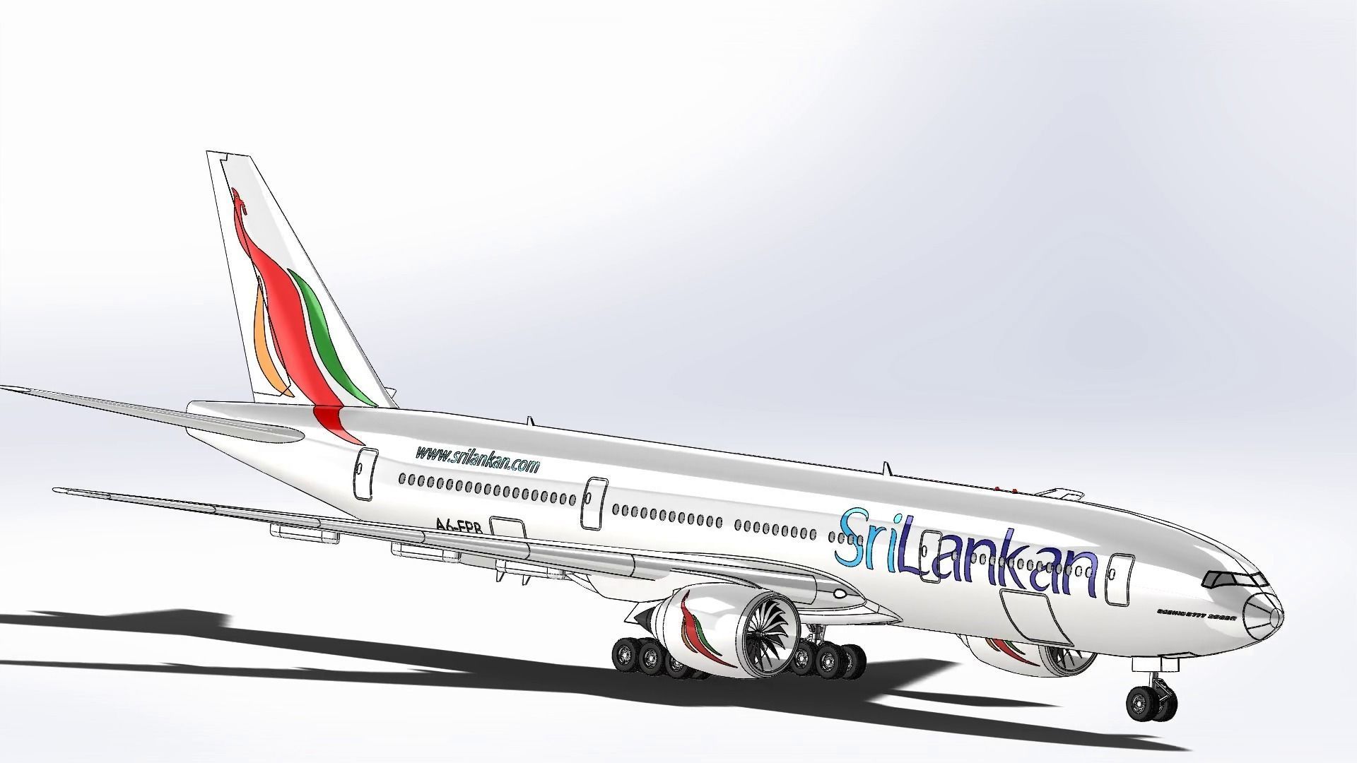 Boeing 777-300ER with Sri Lankan air lines Design Solidworks 3D model ...