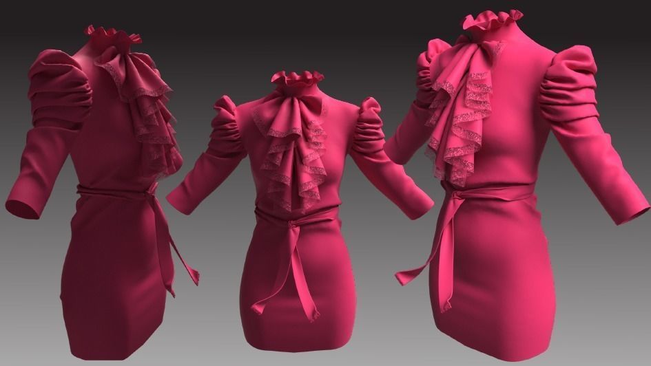 3d womens dress free 3D model | CGTrader