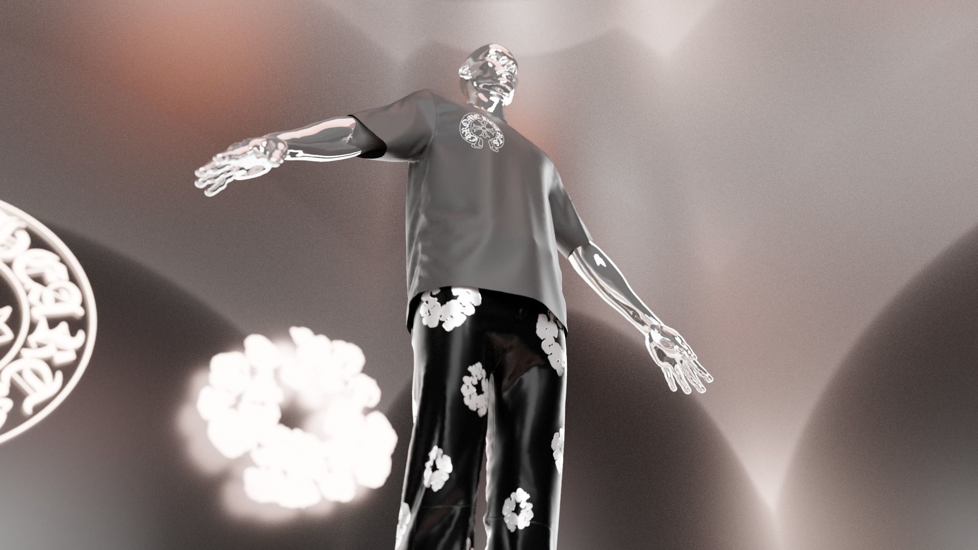 Chrome Heart Shirt x Denim Tears Leather Jeans 3D model | CGTrader