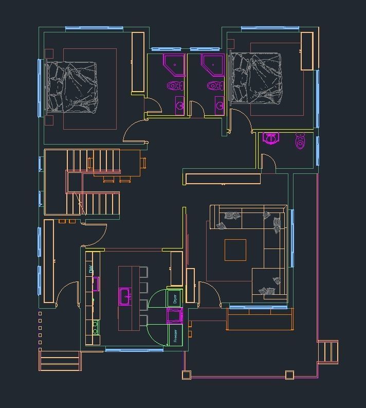 3D model 4 Bedroom Revit House plan VR / AR / low-poly | CGTrader