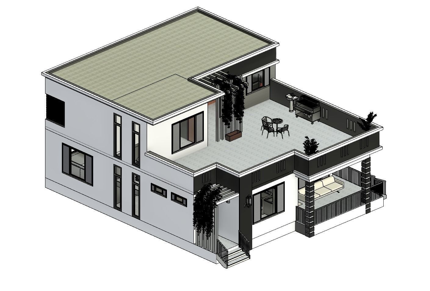 3D model 4 Bedroom Revit House plan VR / AR / low-poly | CGTrader