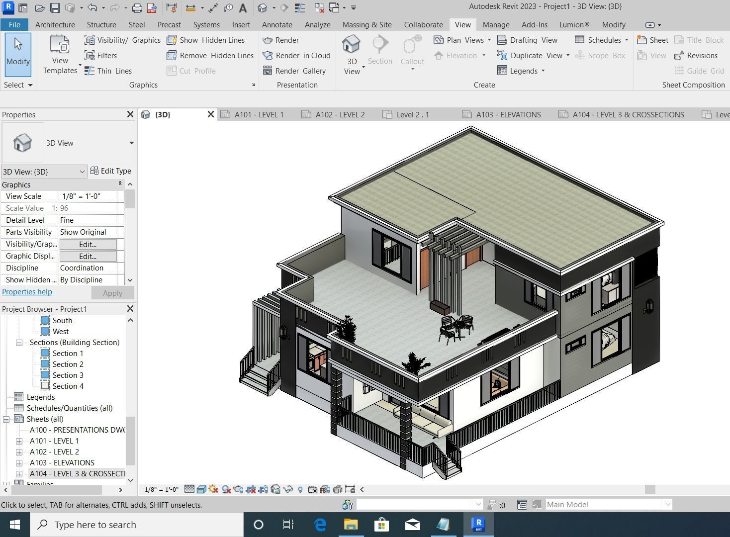 3D model 4 Bedroom Revit House plan VR / AR / low-poly | CGTrader