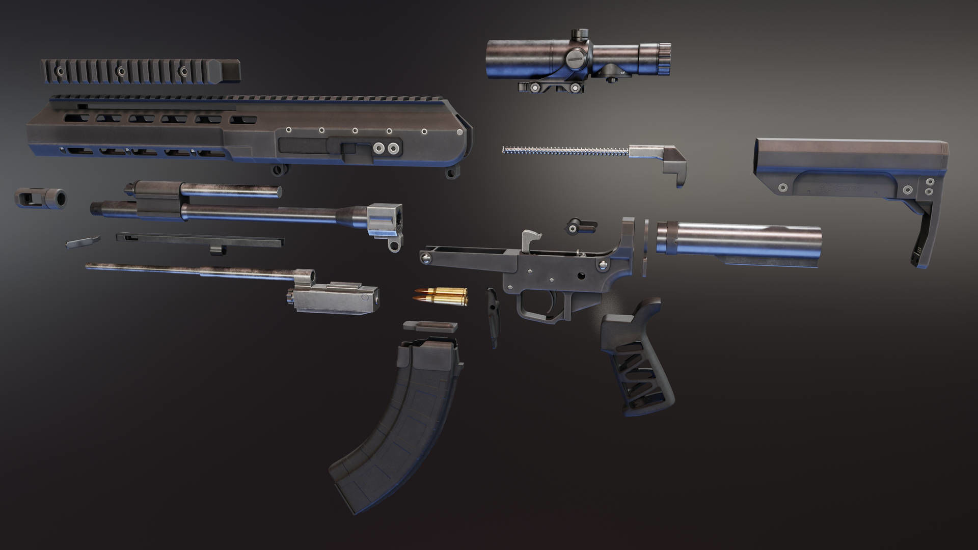 3D model Arak21 MK47 Rifle VR / AR / low-poly | CGTrader