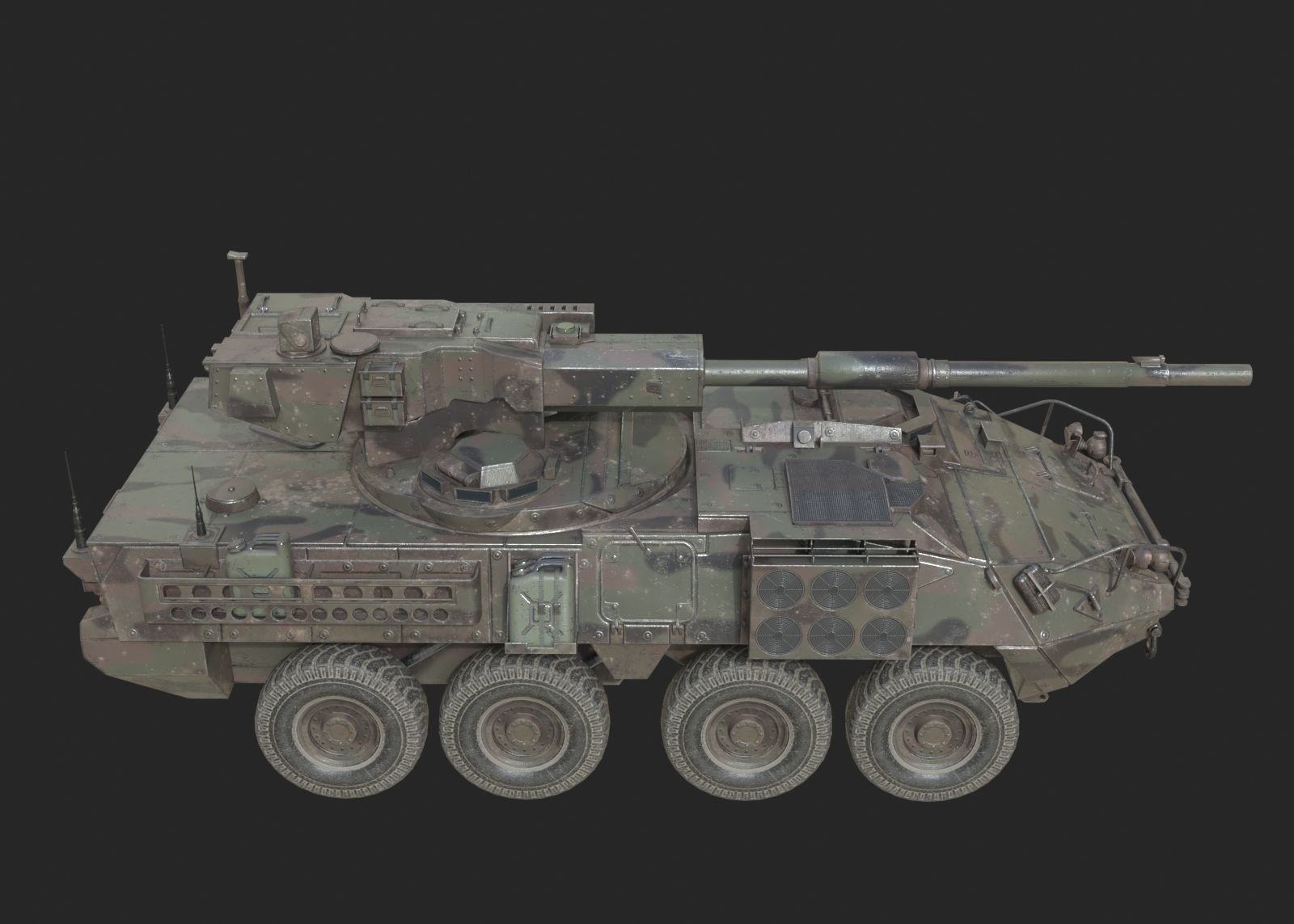 3D model 3 coatings of USA M1128 STRYKER Mobile Gun System MSG VR / AR ...