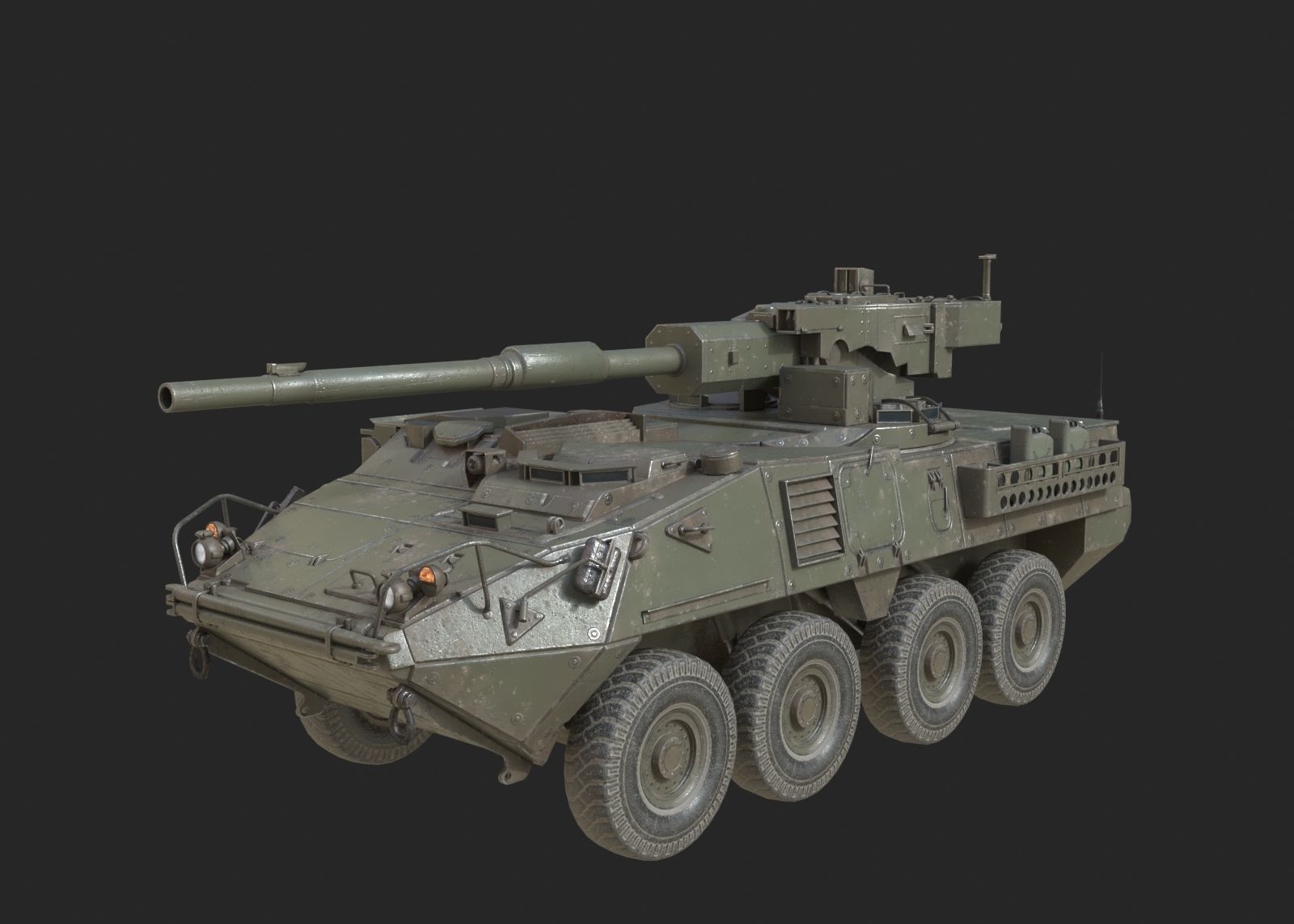 3D model 3 coatings of USA M1128 STRYKER Mobile Gun System MSG VR / AR ...