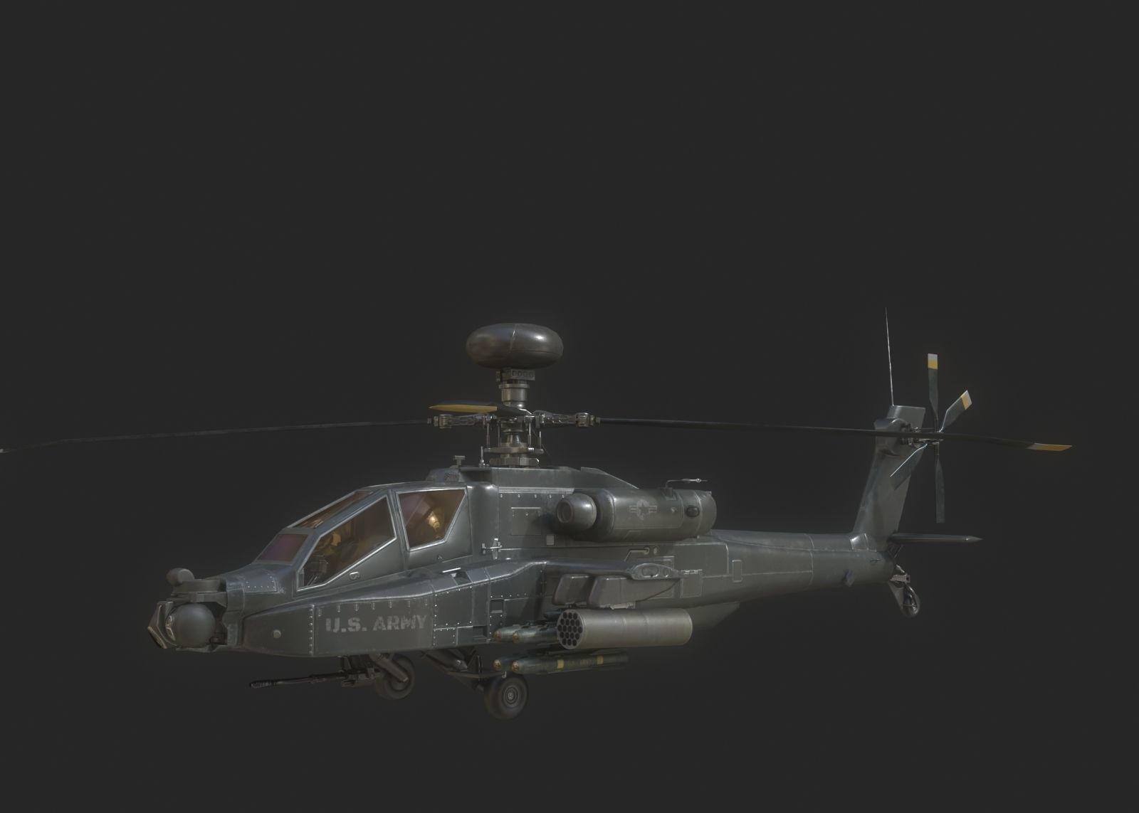 3D model USA Army AH-64D Apache helicopter gunships VR / AR / low-poly ...