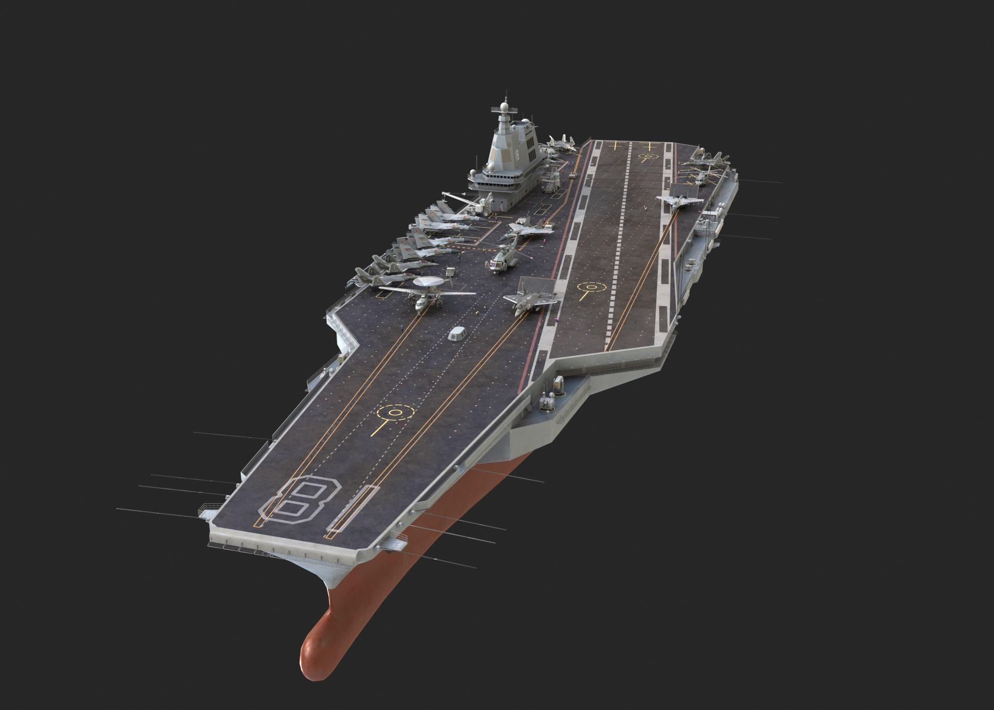 3D model PLA NAVY Type 003 class aircraft carrier Fujian ship CV18 VR ...