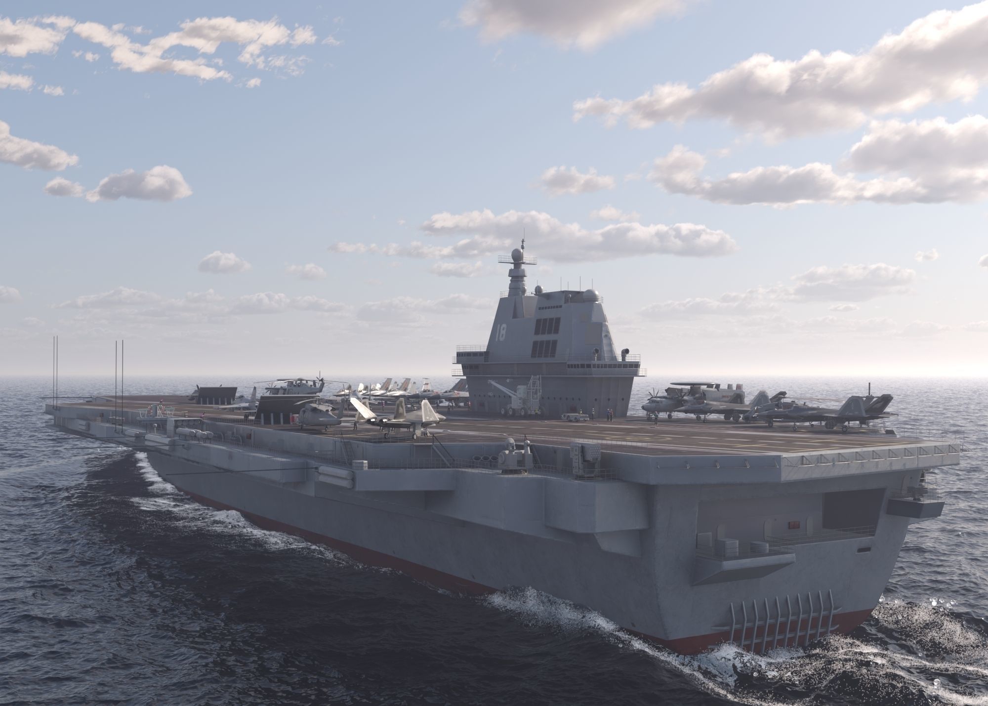 3D model PLA NAVY Type 003 class aircraft carrier Fujian ship CV18 VR / AR / low-poly | CGTrader