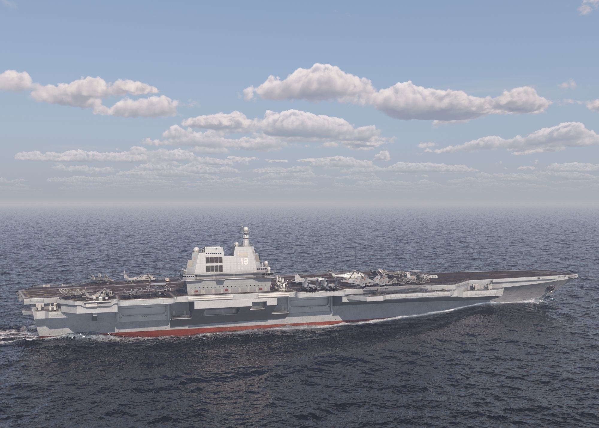 3D model PLA NAVY Type 003 class aircraft carrier Fujian ship CV18 VR ...