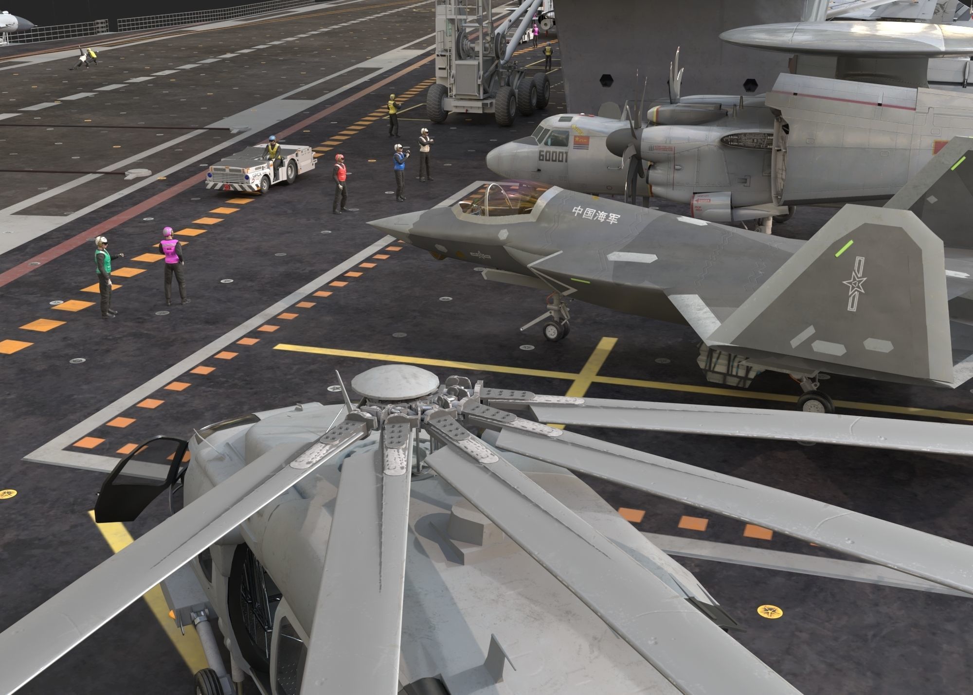 3D model PLA NAVY Type 003 class aircraft carrier Fujian ship CV18 VR ...