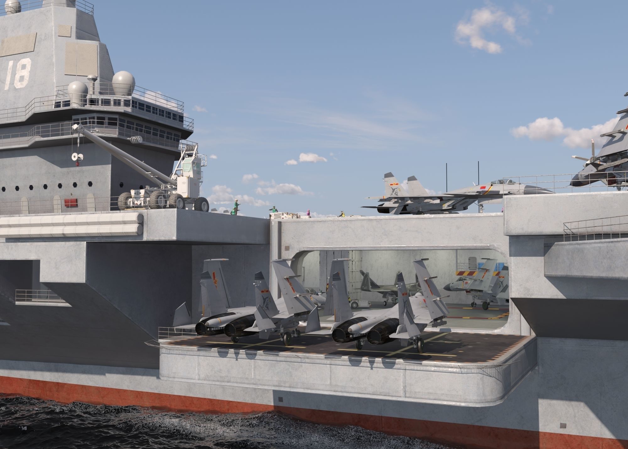 3D model PLA NAVY Type 003 class aircraft carrier Fujian ship CV18 VR ...