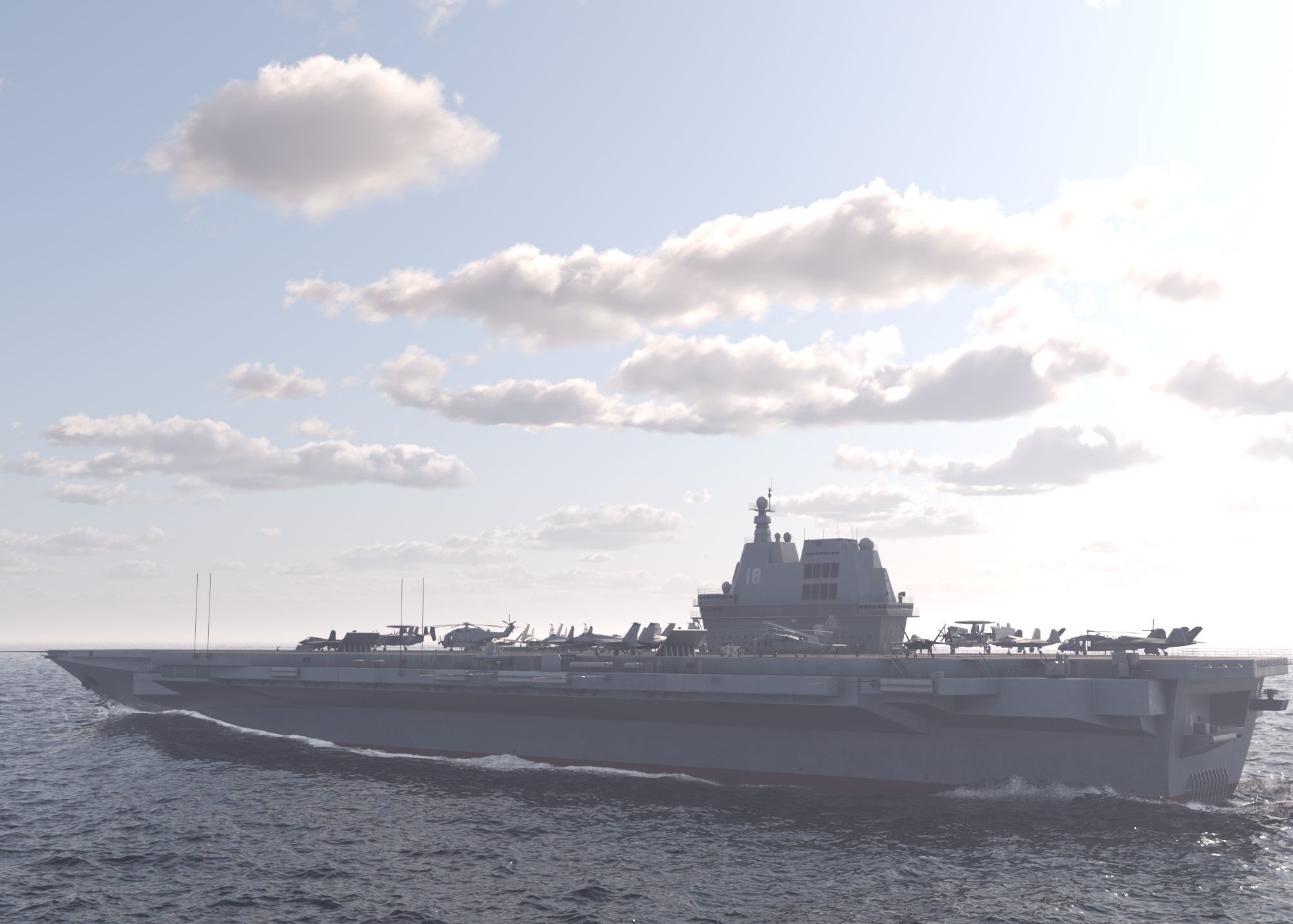 3D model PLA NAVY Type 003 class aircraft carrier Fujian ship CV18 VR ...