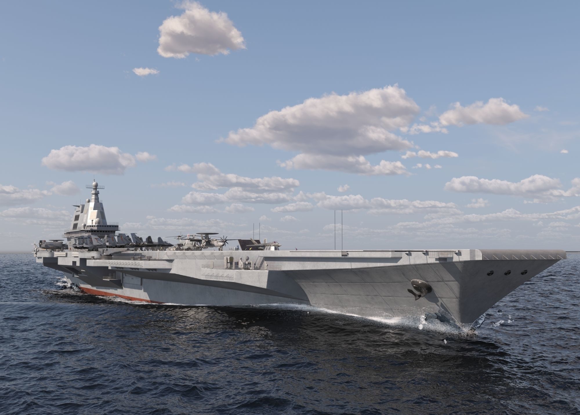 3D model PLA NAVY Type 003 class aircraft carrier Fujian ship VR / AR ...