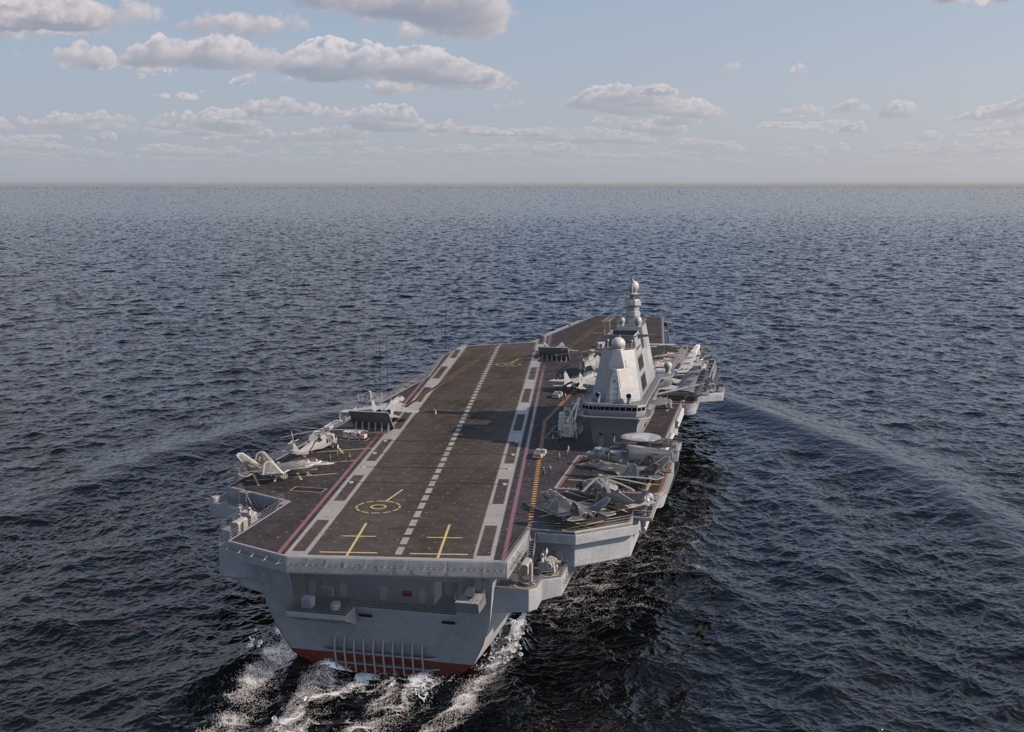 3D model PLA NAVY Type 003 class aircraft carrier Fujian ship CV18 VR ...