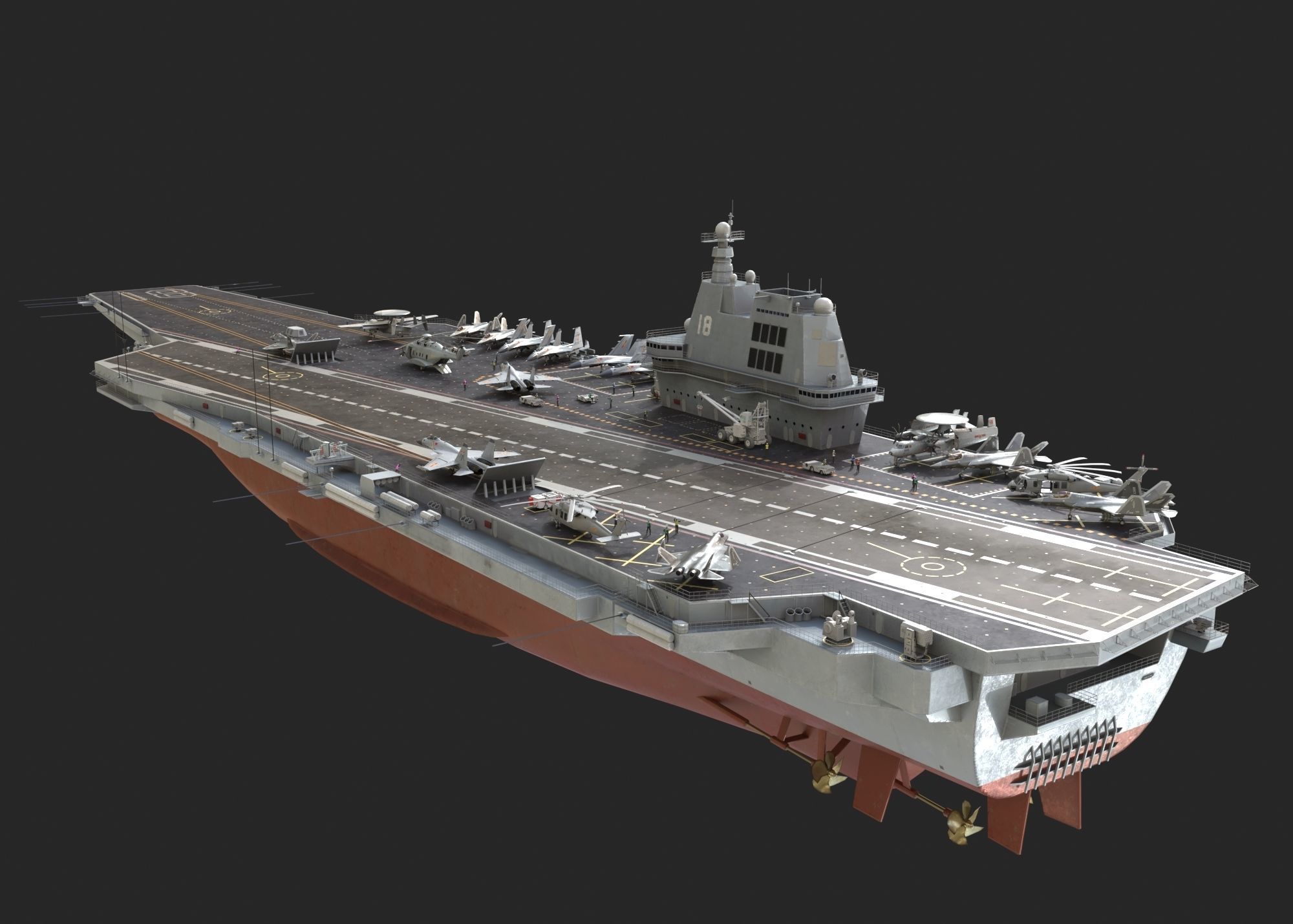 3D model PLA NAVY Type 003 class aircraft carrier Fujian ship CV18 VR ...