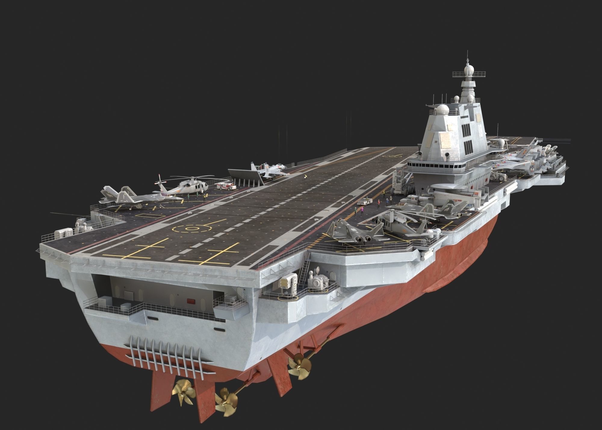 3D model PLA NAVY Type 003 class aircraft carrier Fujian ship CV18 VR / AR / low-poly | CGTrader