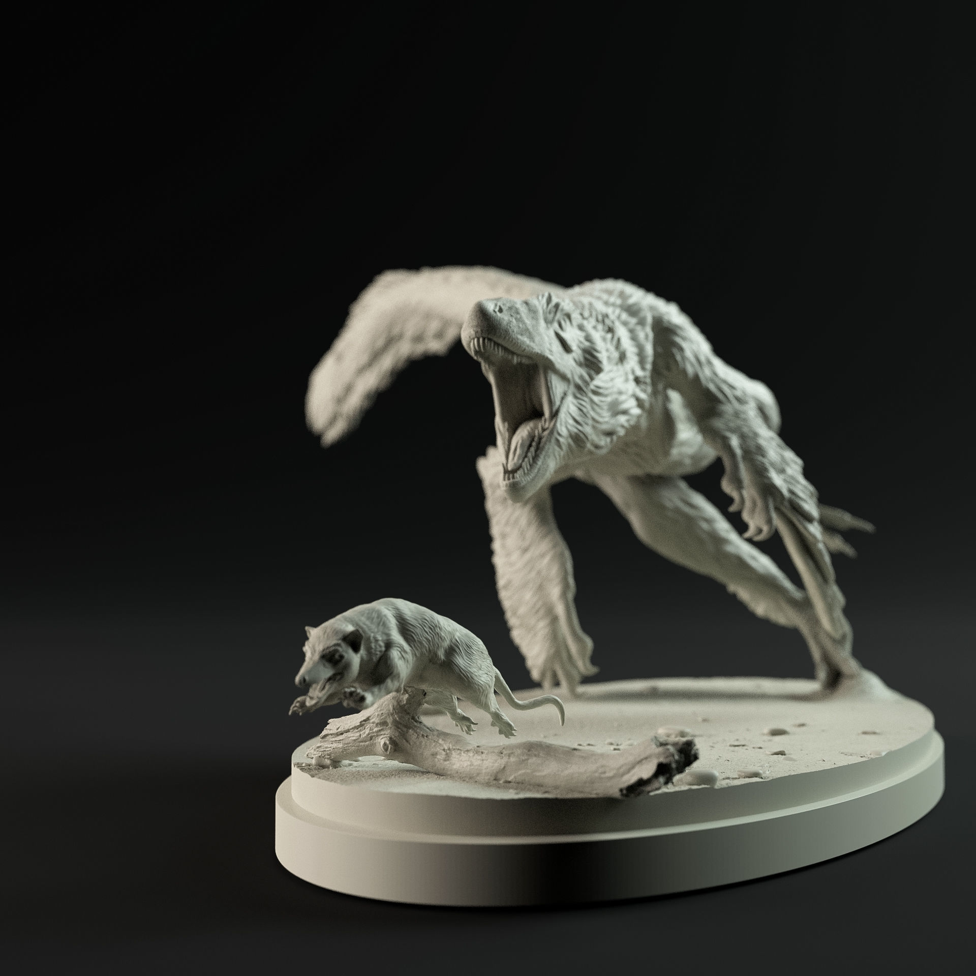 Dromeosaurus chasing Alphadon 1-12 scale pre-supported 3D model 3D ...