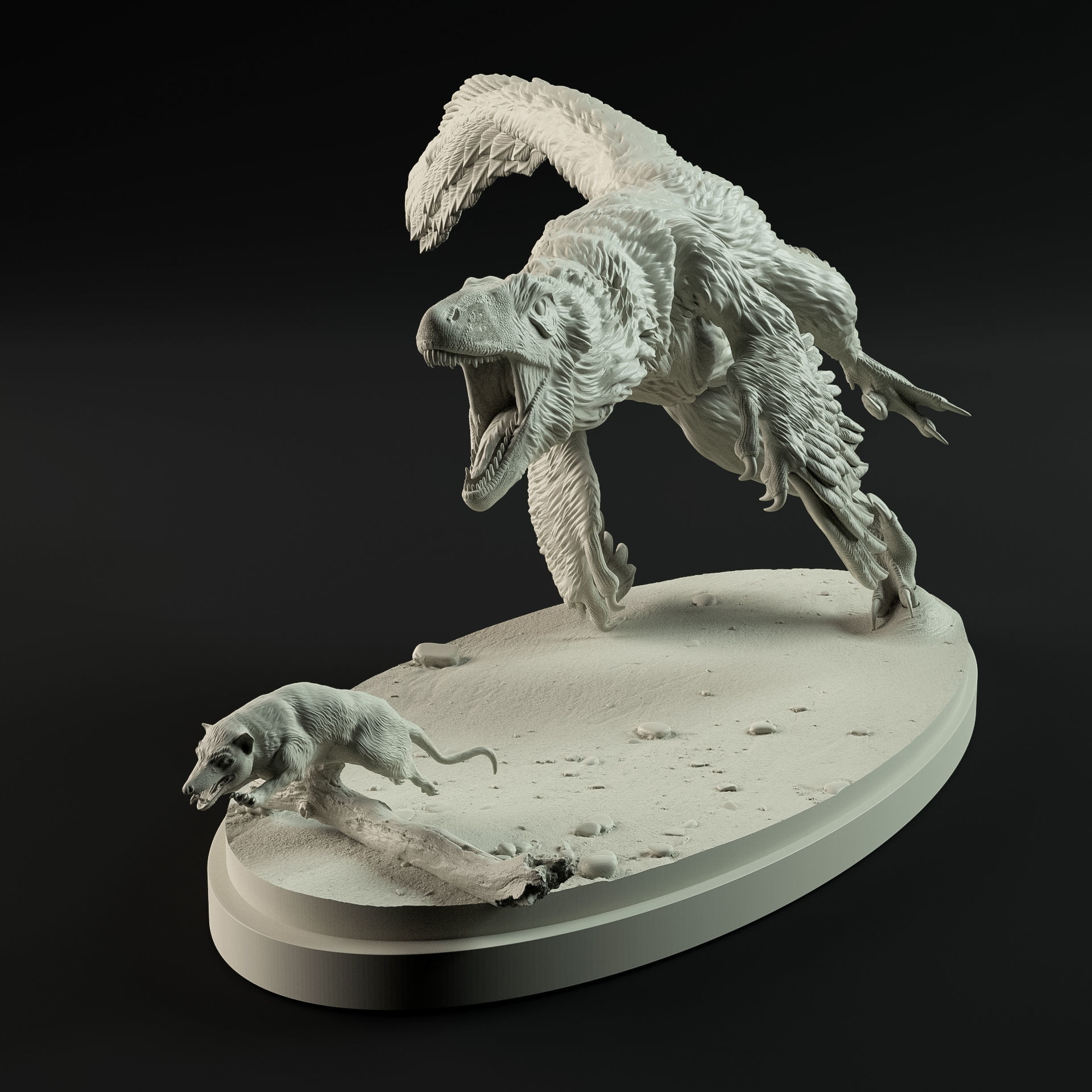 Dromeosaurus chasing Alphadon 1-12 scale pre-supported 3D model 3D ...