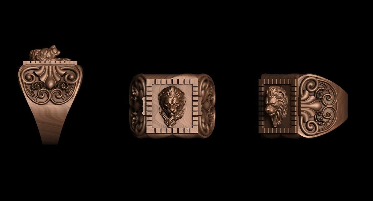 15 Lion King Face Ring renders details 3dm stl obj 3D Model Collection 3D printable | CGTrader