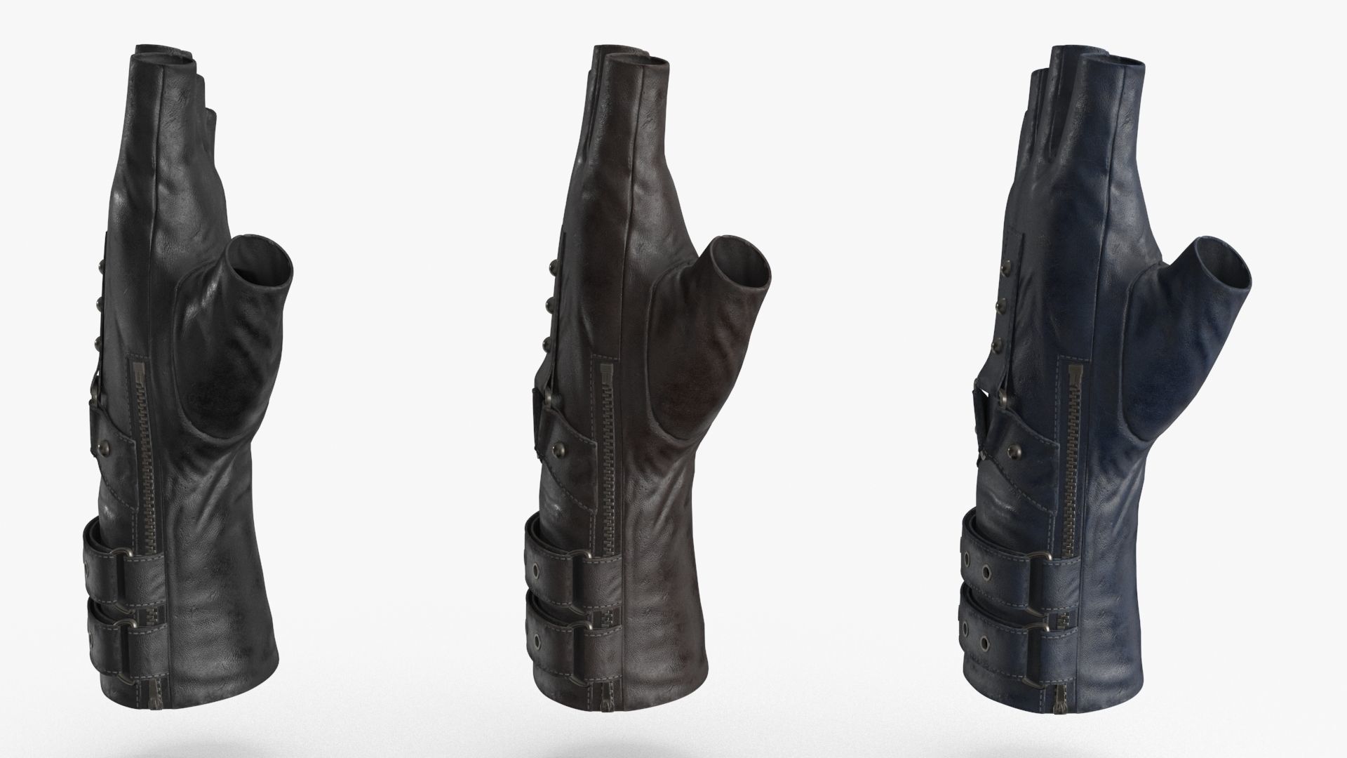 3D model Punk Rave Steampunk Fingerless Gloves 3 colors VR / AR / low ...