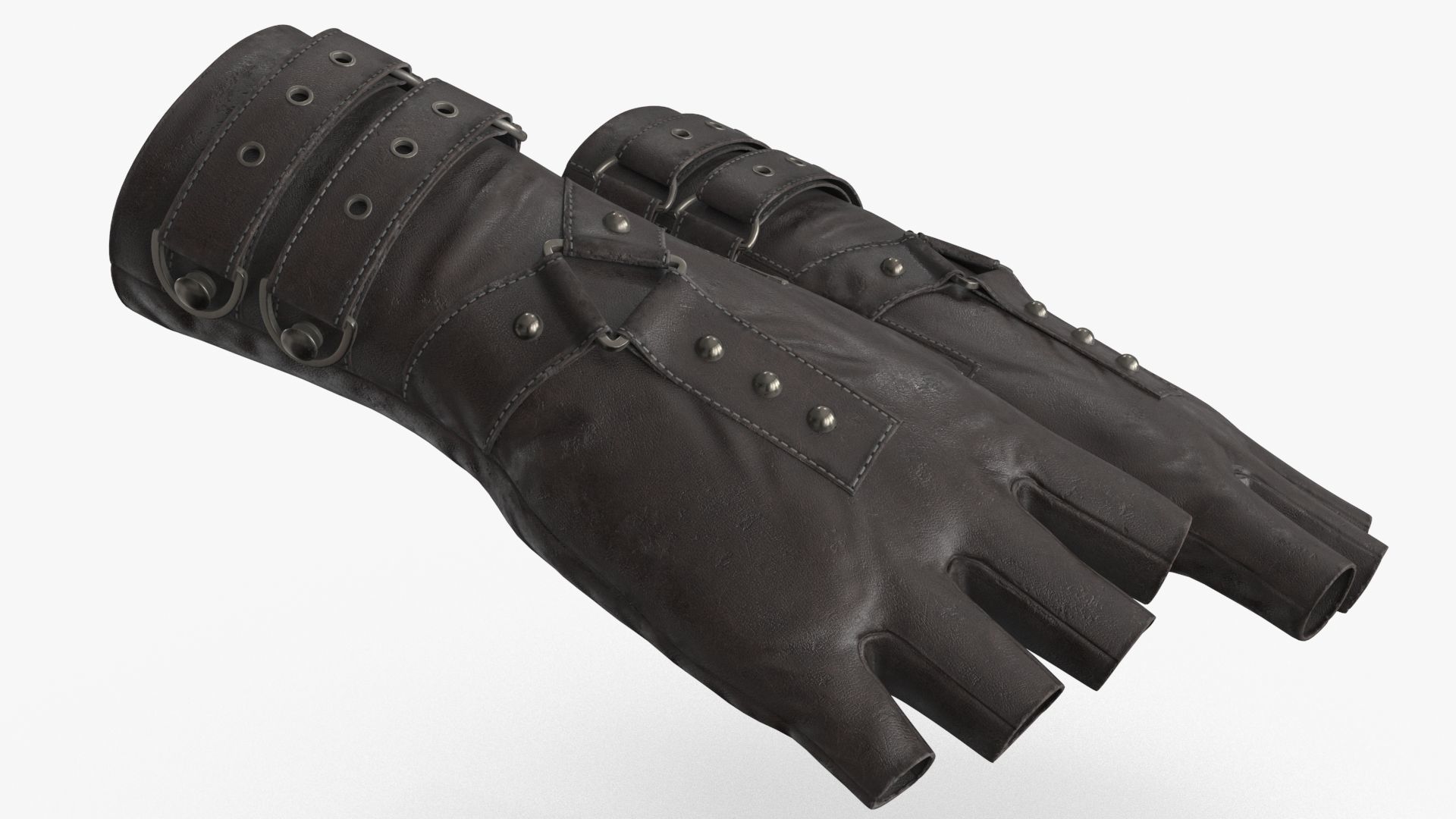 3D model Punk Rave Steampunk Fingerless Gloves 3 colors VR / AR / low ...