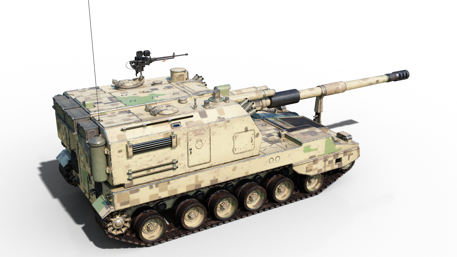 3D model 4 coatings of PLA Army PLZ05 155mm Self-Propelled Howitzer VR ...