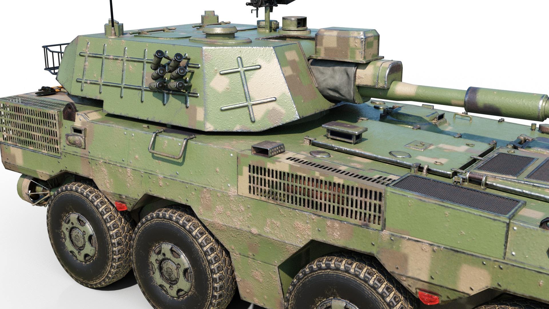 3D model 4 coatings of PLA Army PLL09 Wheeled self-propelled howitzer ...