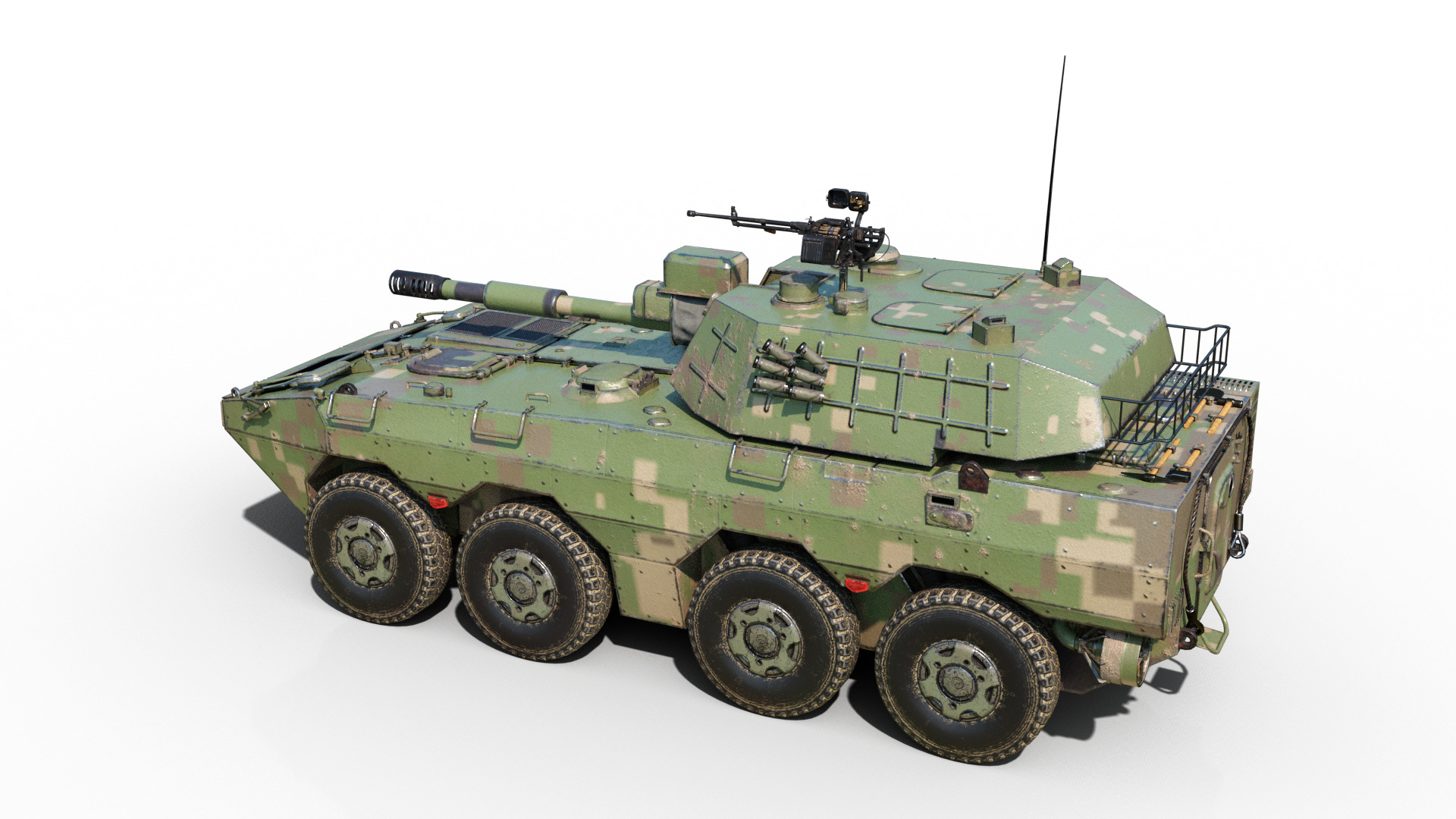 3D model 4 coatings of PLA Army PLL09 Wheeled self-propelled howitzer ...