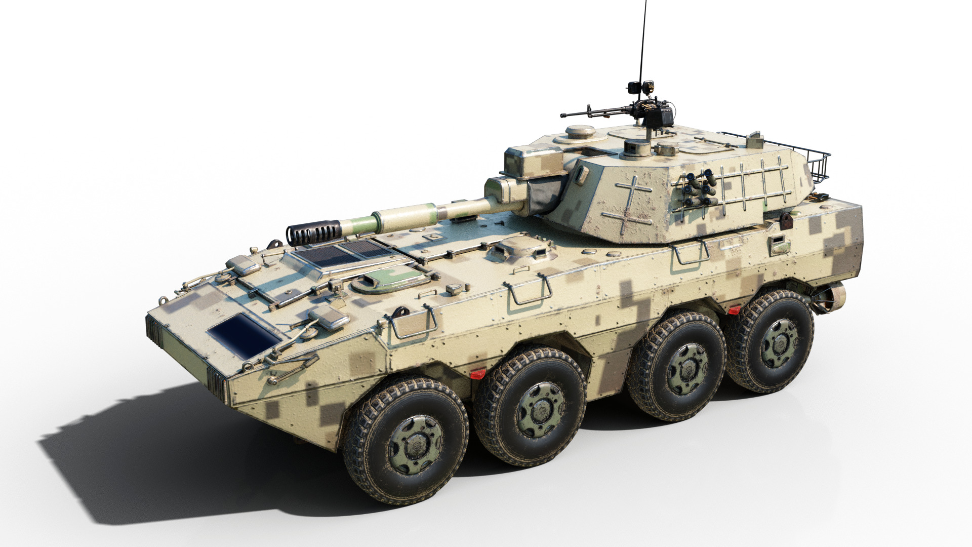 3D model 4 coatings of PLA Army PLL09 Wheeled self-propelled howitzer ...