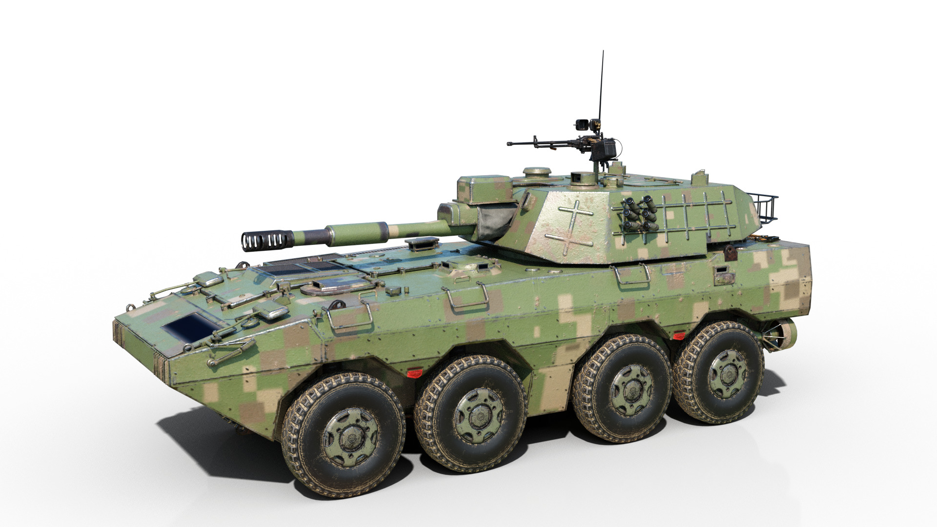 3D model 4 coatings of PLA Army PLL09 Wheeled self-propelled howitzer ...