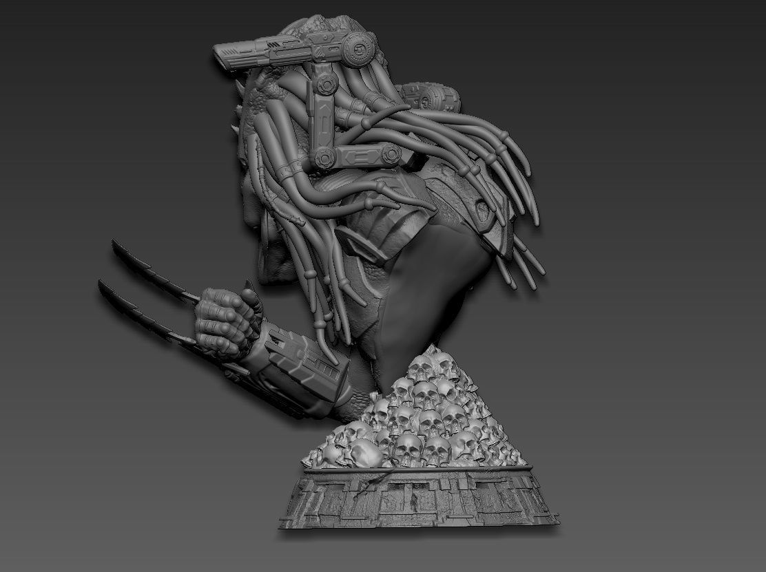 Predator Wolf Bust 3D model 3D printable | CGTrader
