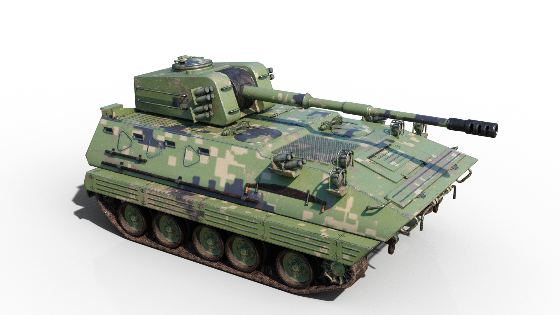 3D model 4 coatings of PLA Army PLZ85 122mm self-propelled howitzer VR ...