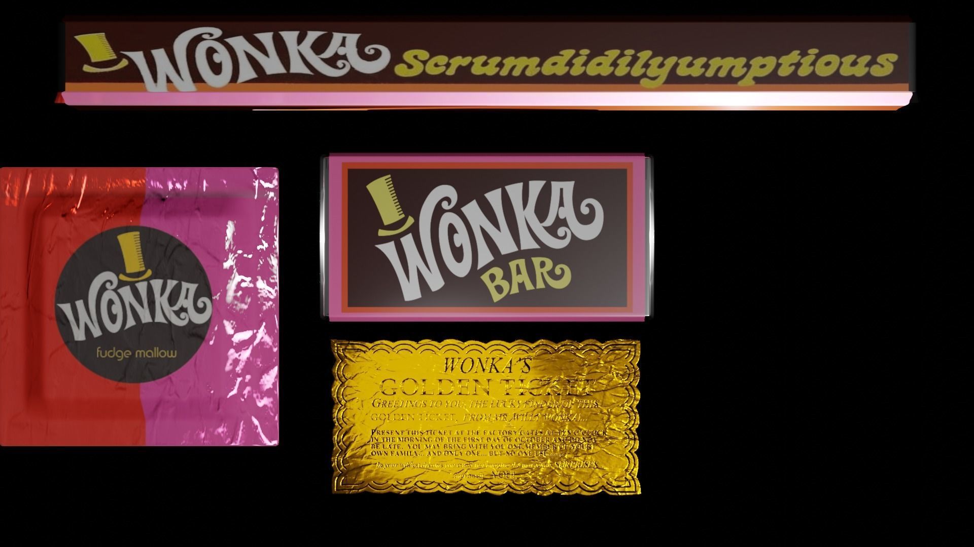 Wonka Candy Pack 1971 3D model | CGTrader