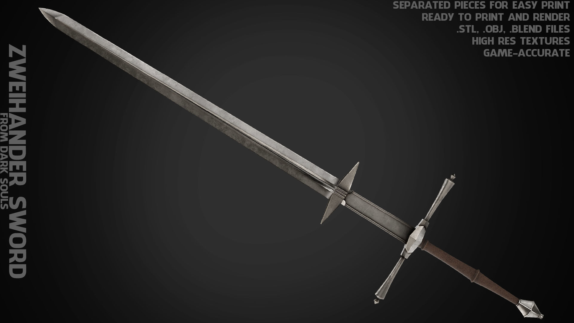 Dark Souls Zweihander GreatSword for Cosplay 3D model 3D printable | CGTrader