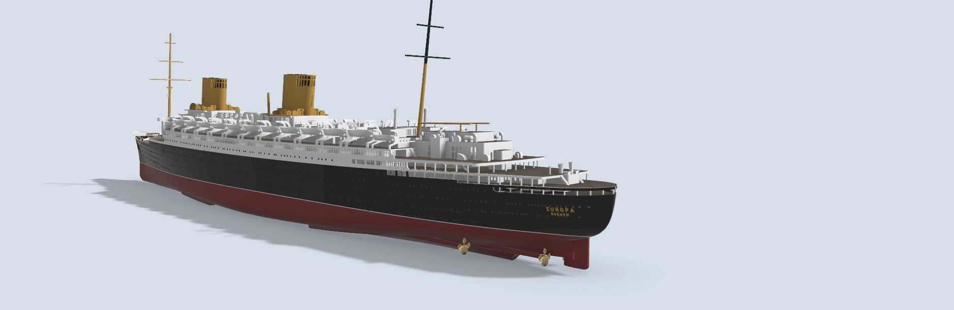 SS EUROPA German ocean liner 1928 print ready model 3D model 3D ...