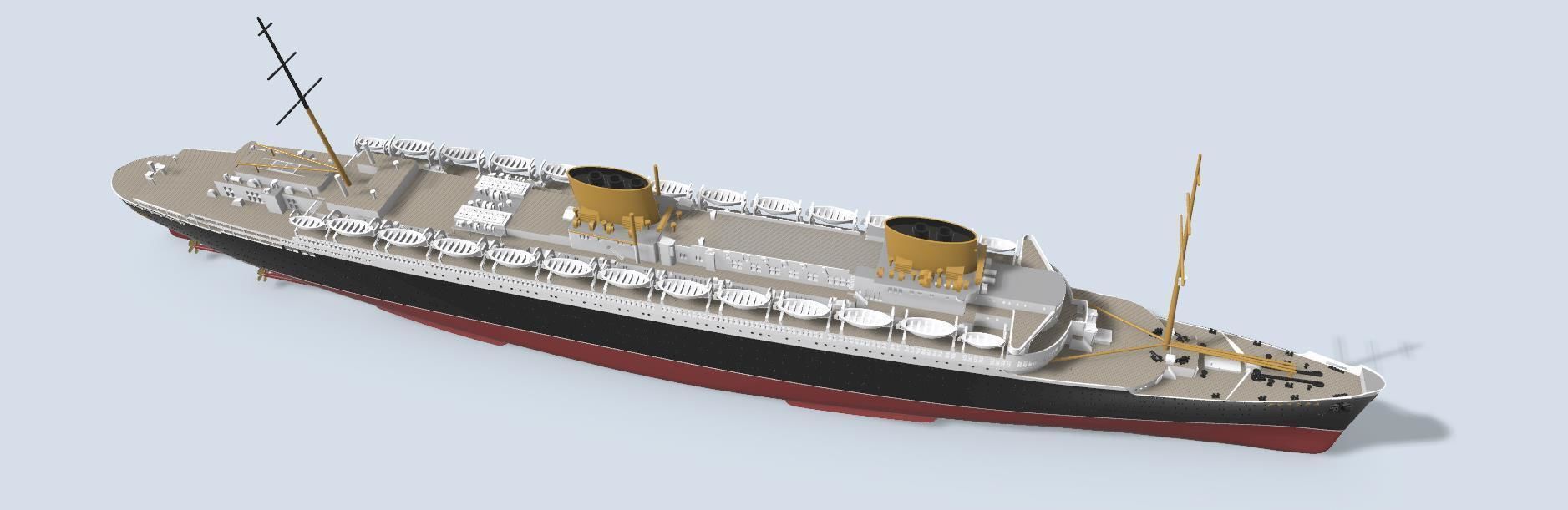 SS EUROPA German ocean liner 1928 print ready model 3D model 3D ...