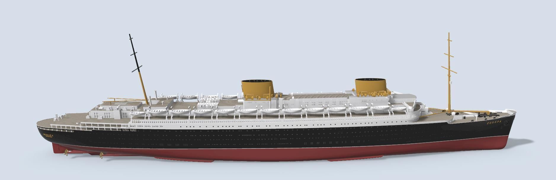 SS EUROPA German ocean liner 1928 print ready model 3D model 3D ...