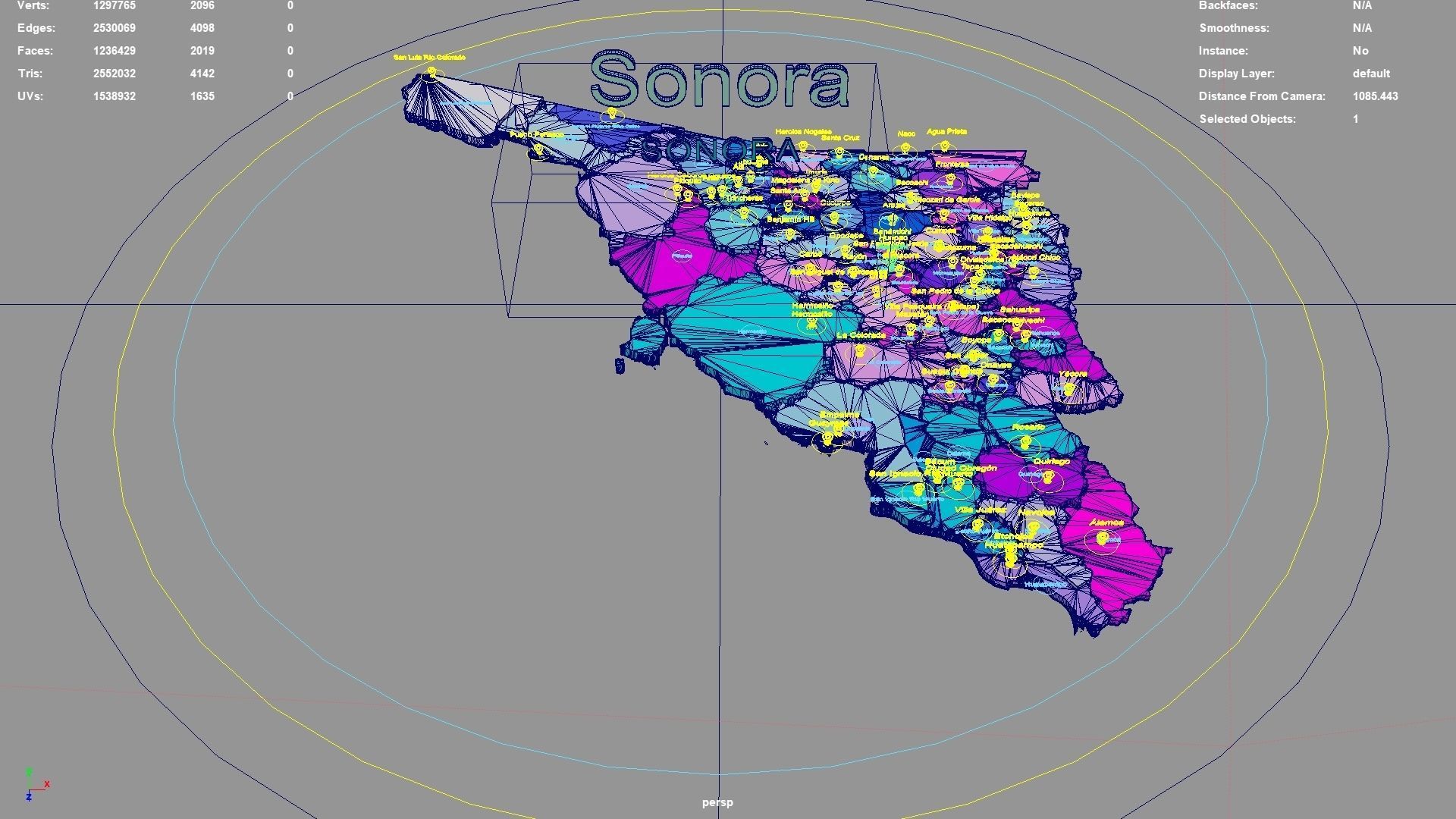 Sonora Mexico map region geography political geographic 3D model rigged ...