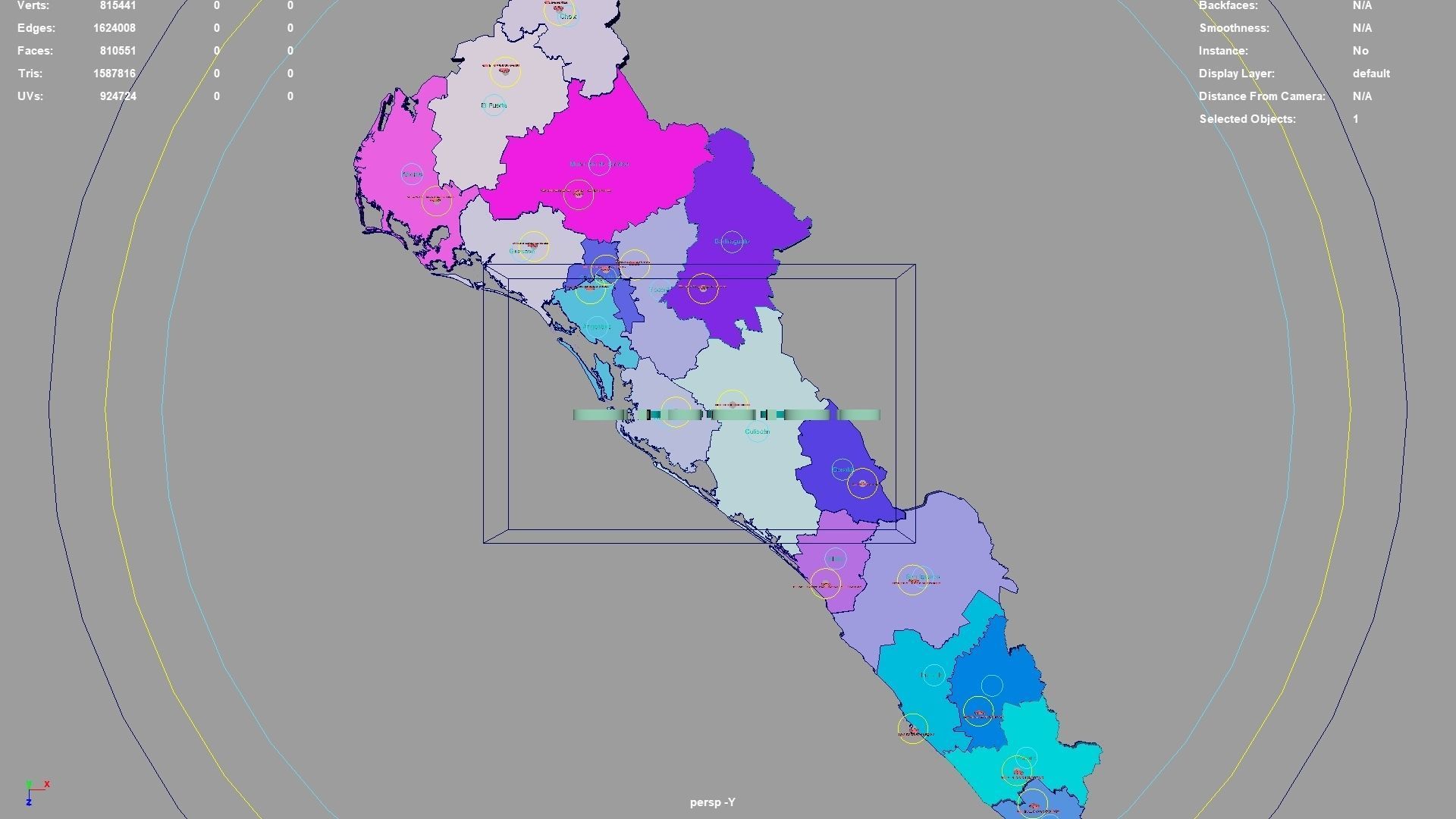 Sinaloa Mexico map region geography political geographic 3D model ...